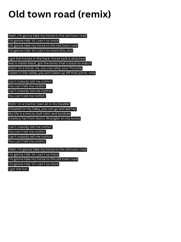 Old Town Road (Remix) | PDF