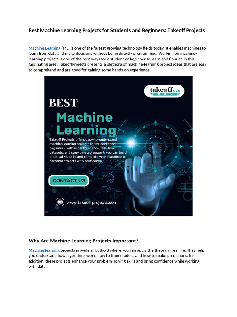 Best Machine Learning Projects For Students and Beginners Takeoff ...