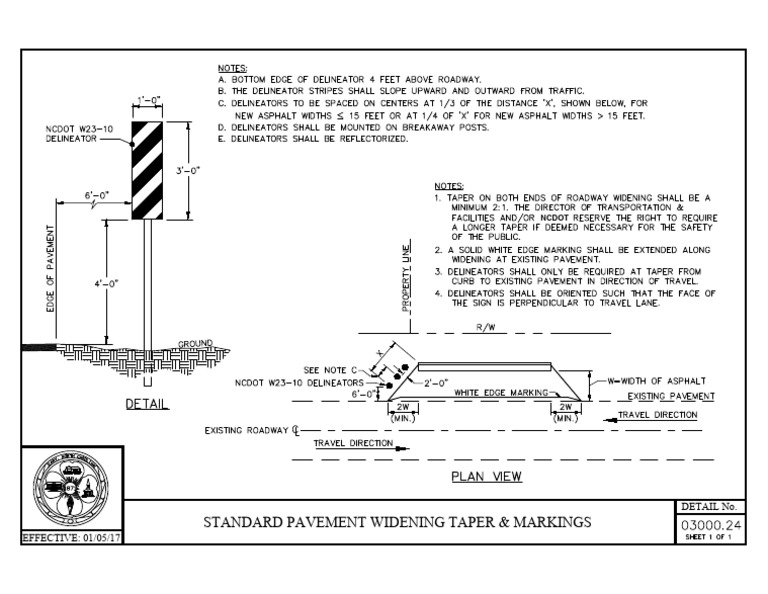 NCDOT Standard Pavement Widening Guide | PDF