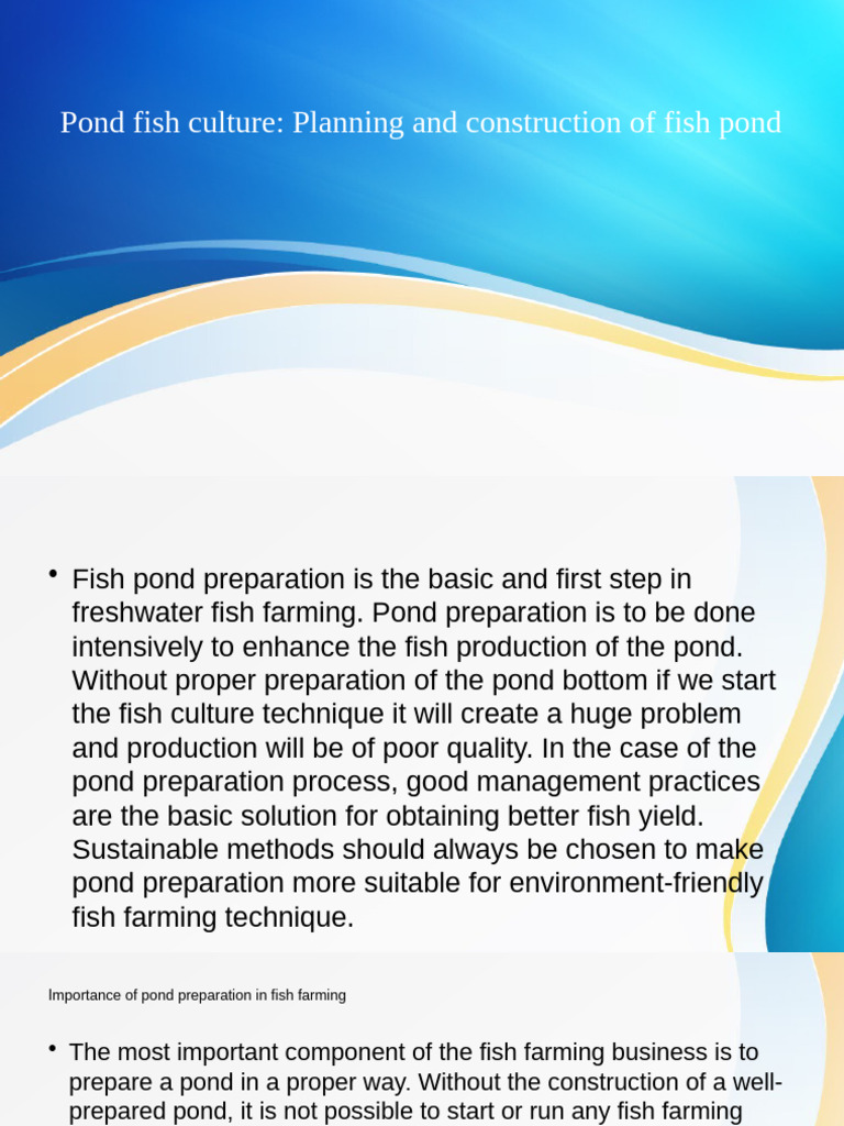 Pond Fish Culture | PDF | Pond | Fertilizer