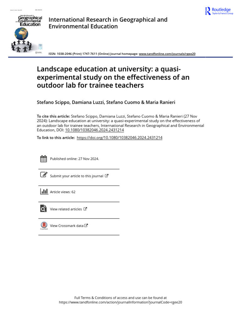 Landscape Education at University A Quasi-Experimental Study On The ...