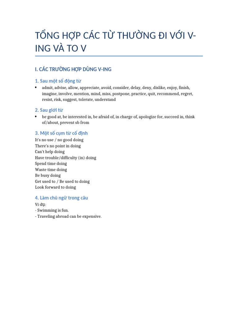 Tong Hop V-Ing | PDF