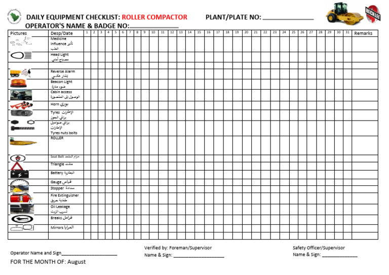 Roller Checklist | PDF