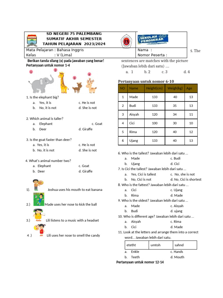Sas B.inggris Kls V Genap | PDF
