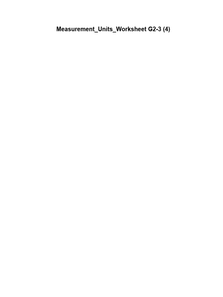 Measurement Units Worksheet G2-3 | PDF