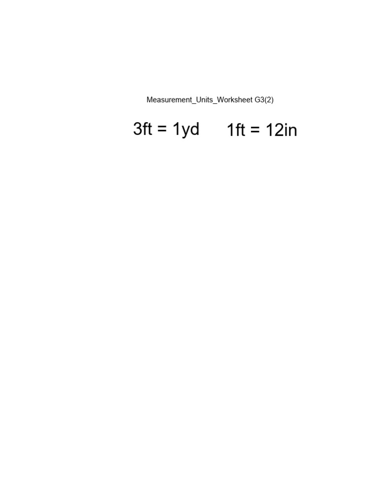 Measurement Units Worksheet G3 | PDF