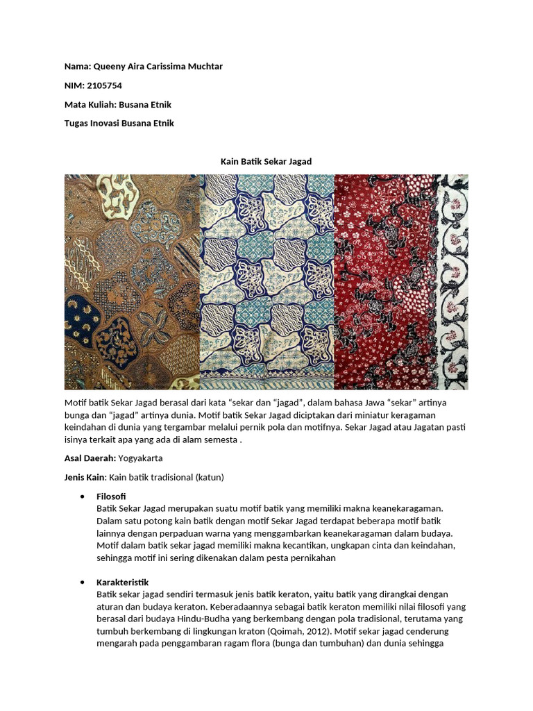 Makna dan Filosofi Batik Sekar Jagad | PDF