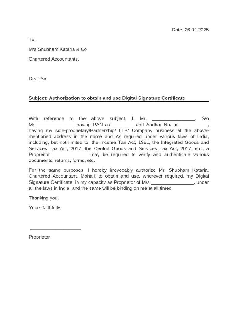 Dsc Use Declaration From Client | PDF