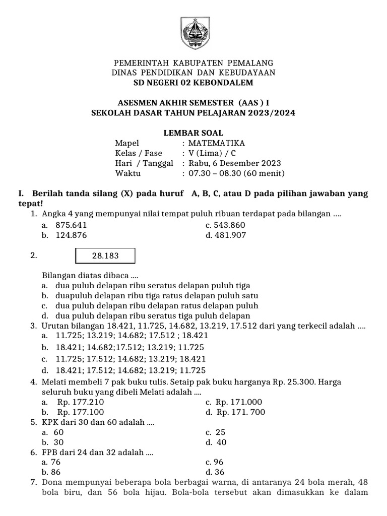 AAS Matematika 2023 - 122922 | PDF