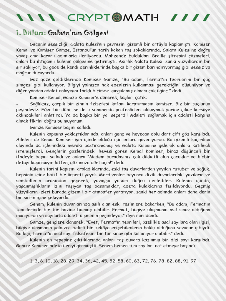 CryptoMath 9. Sezon - 1. Bölüm - Galatanın Gölgesi | PDF