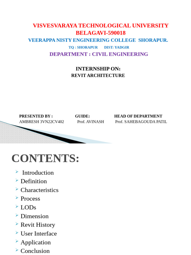 Intership Report PPTX New | PDF | Autodesk Revit | Building Information Modeling