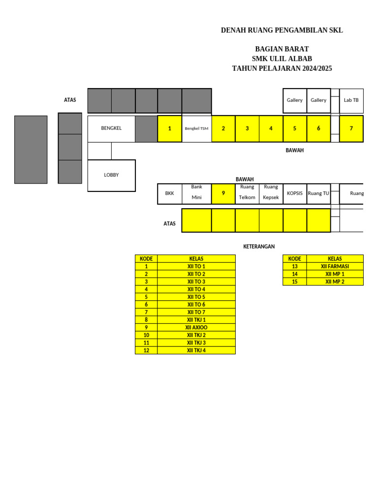 Denah Ruang Pengambilan SKL SMK 2024/2025 | PDF