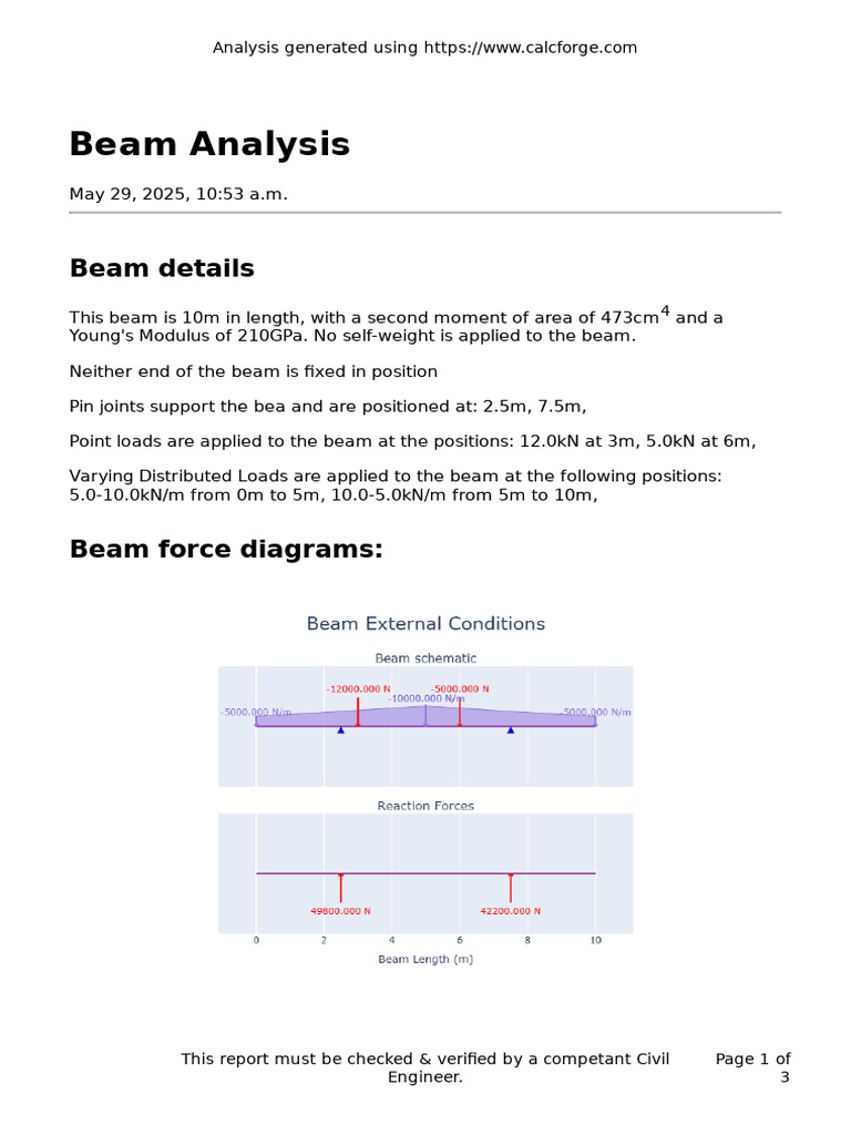 CalcForge Beam Calculation | PDF