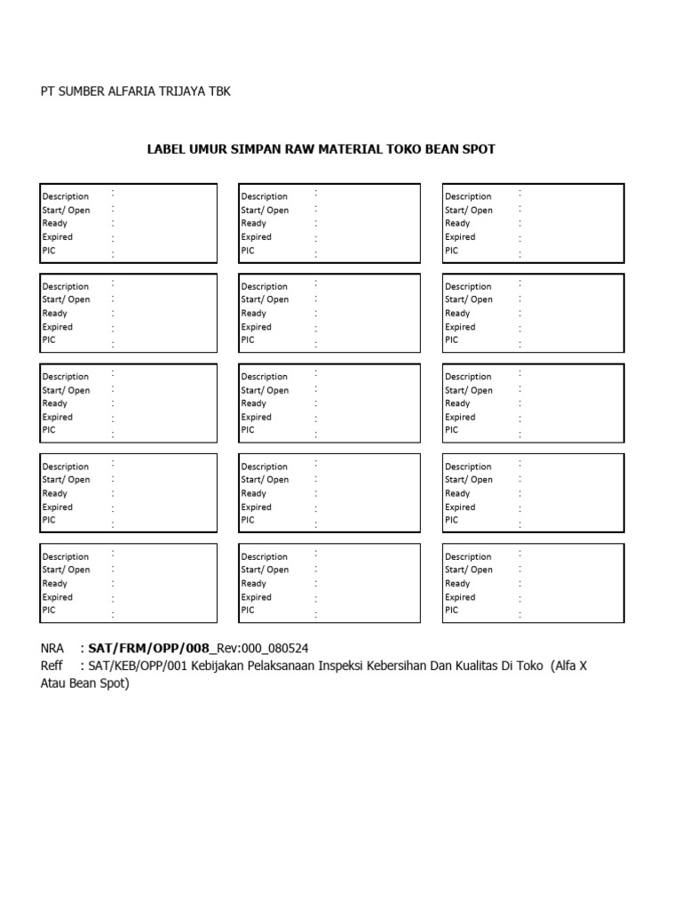 Form Umur Simpan Beanspot | PDF