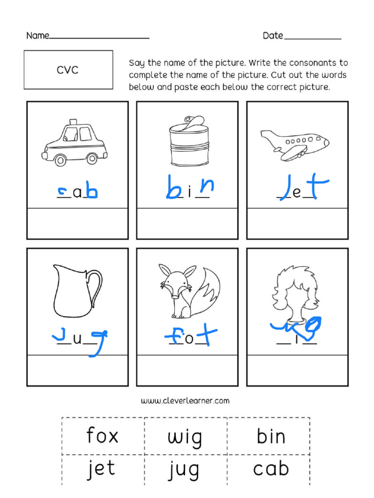 Letter Sounds CVC Cut and Paste Preschool 6m | PDF