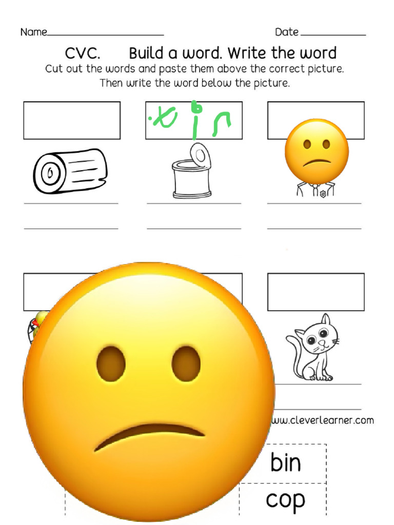 Cvc Build a Word Preschool Worksheet 1 | PDF
