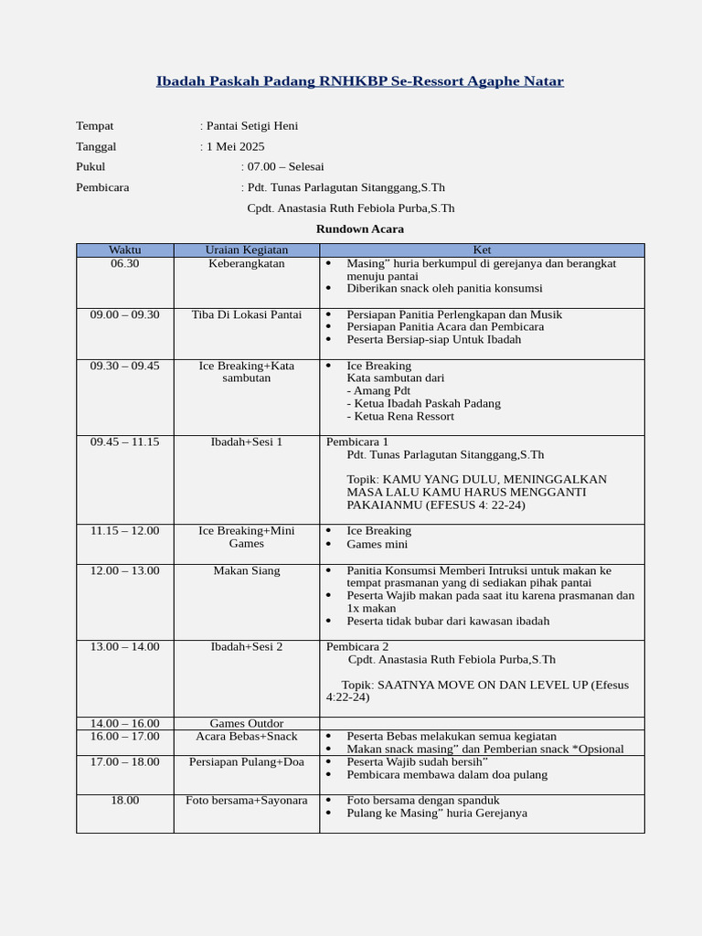 Rundown Untuk Peserta | PDF