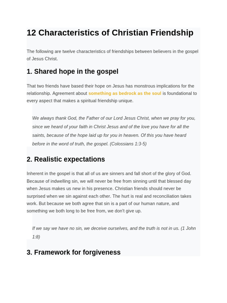 Characteristics of Godly Friendship | PDF | Jesus | God The Father