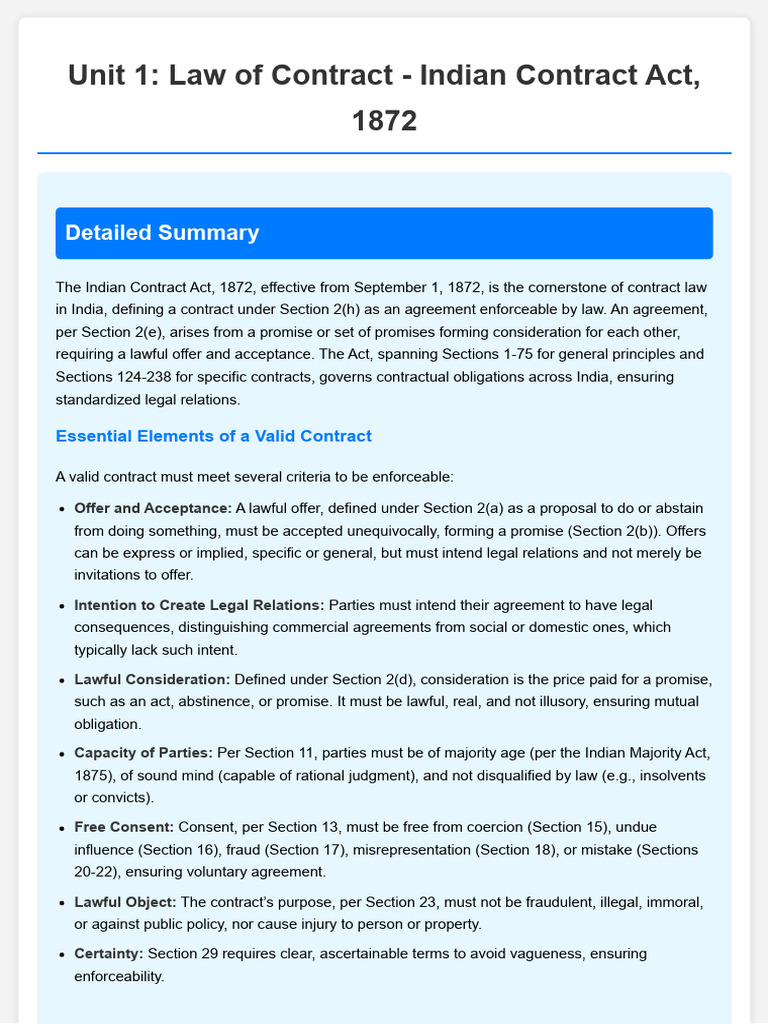 Indian Contract Act 1872: Key Concepts | PDF | Guarantee | Indemnity