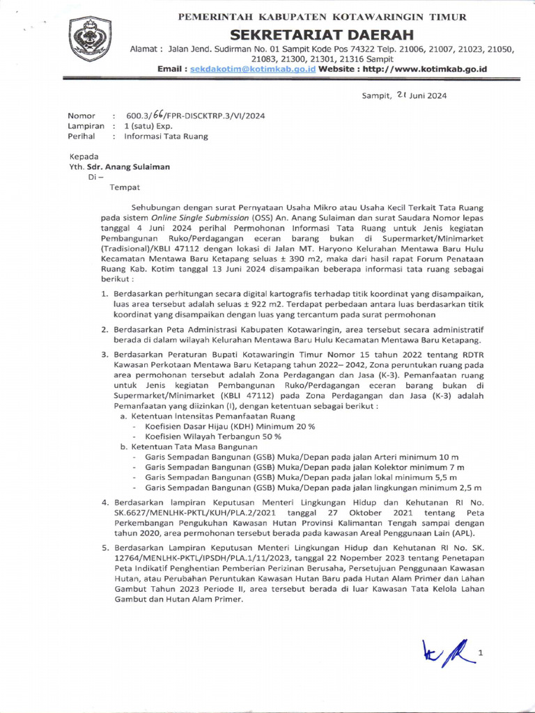 Telaah Tata Ruang Ruko H. Anang Sulai | PDF