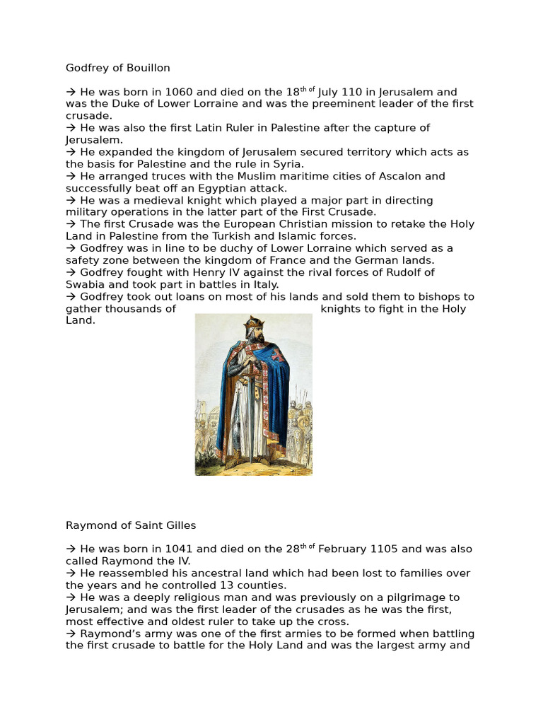 Factfile For Figures of The Crusade | PDF | Crusades | Middle Ages