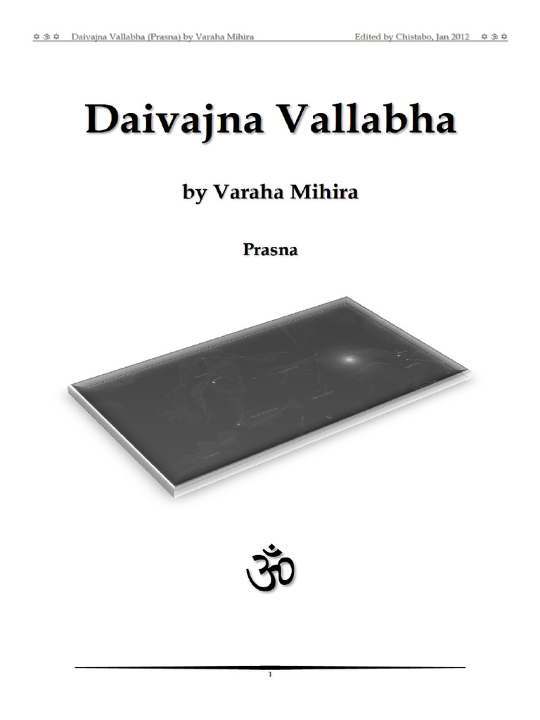 Jyotish Daivajna-Vallabha Prasna Varaha-mihira Retypedaaa-1 | PDF