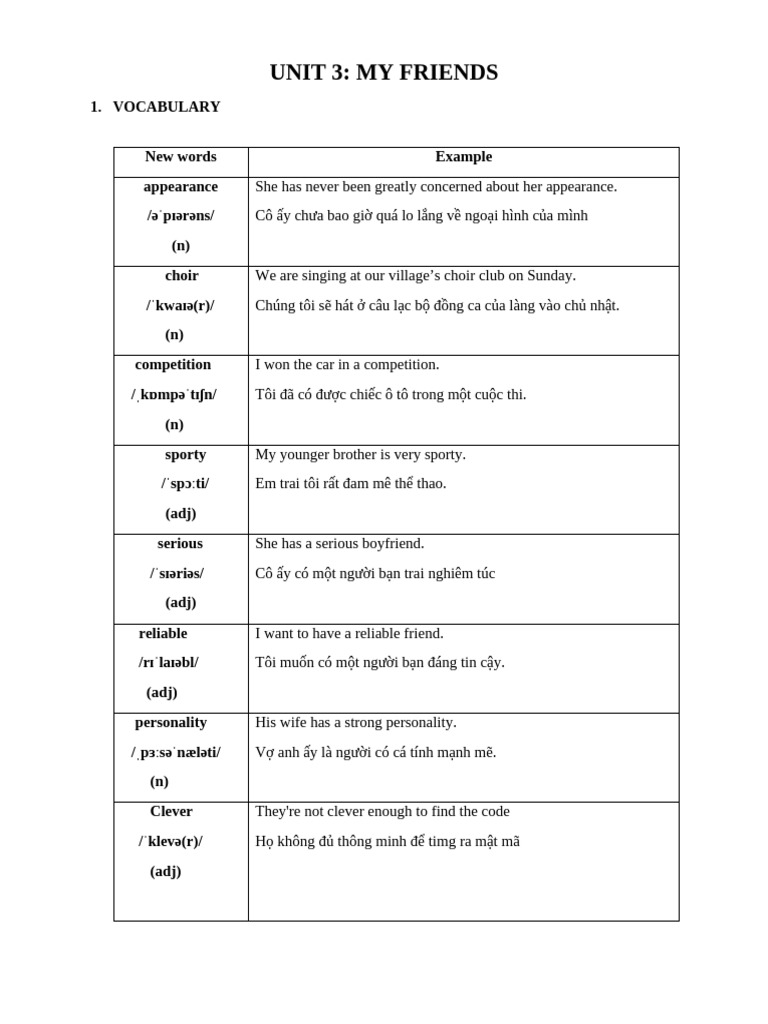 Unit 3: Describing Friends | PDF