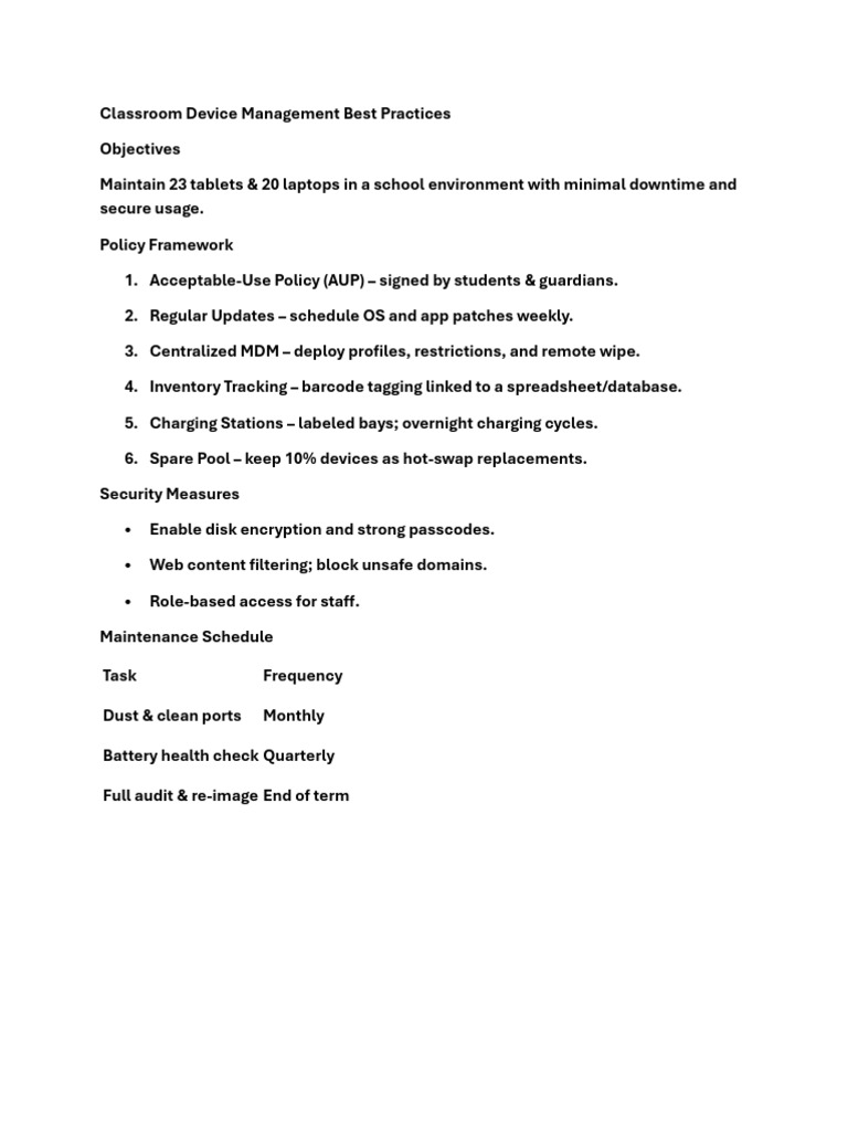 Best Practices for Classroom Device Management | PDF
