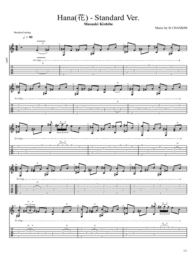 Notasi Musik Hana oleh Masaaki Kishibe | PDF | Catur