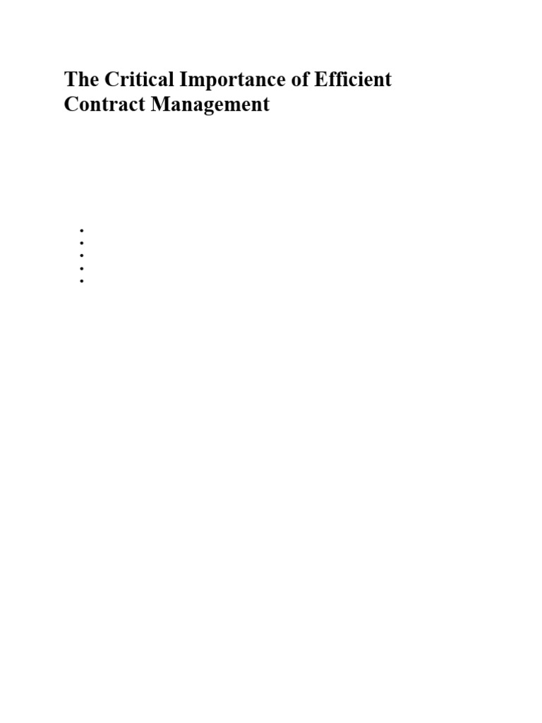 Importance of Efficient Contract Management | PDF