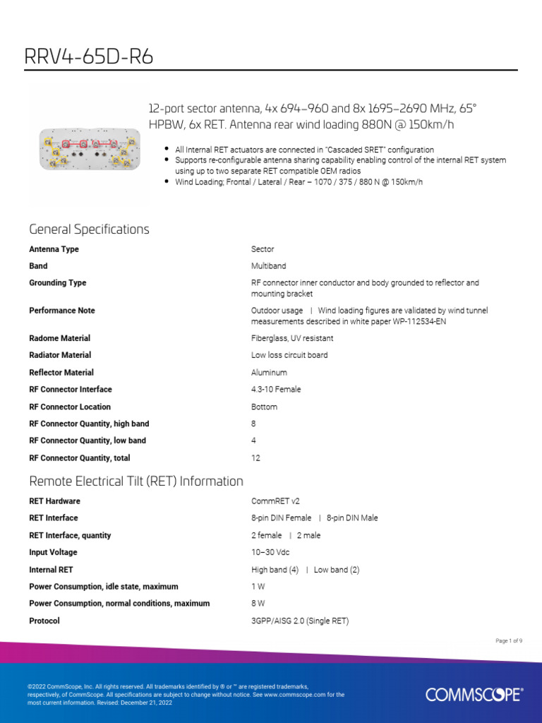 RRV4-65D-R6 Product Specifications (Comprehensive) | PDF | Antenna ...