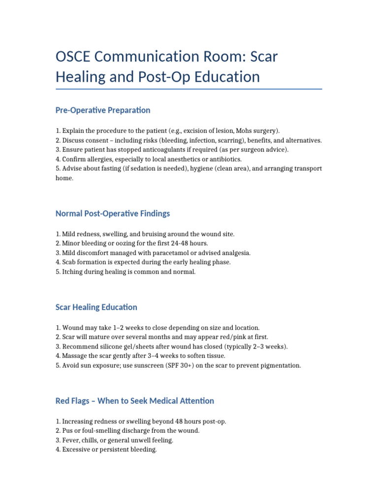 Post-Op Fever and Wound Care Guide | PDF | Wound | Scar
