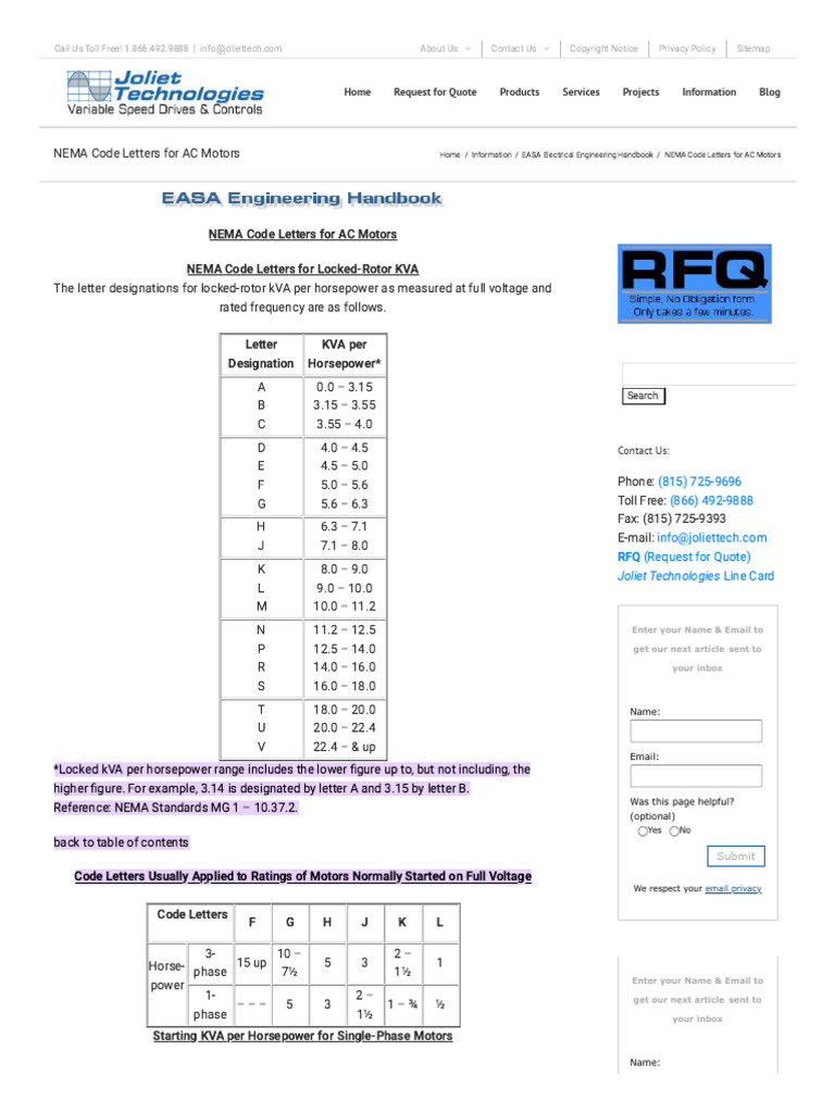 NEMA Code Letters For AC Motors | PDF | Power (Physics) | Electromagnetism