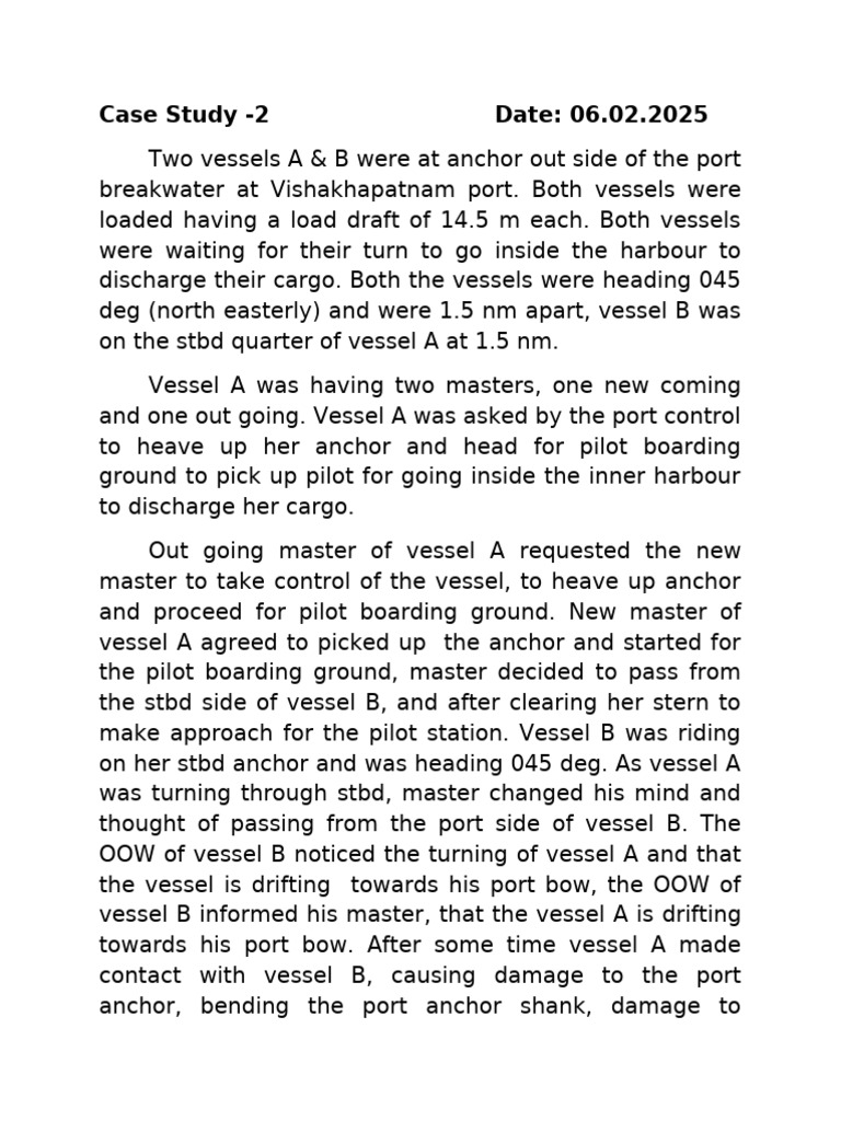 Vessel Collision Case Study at Vishakhapatnam | PDF