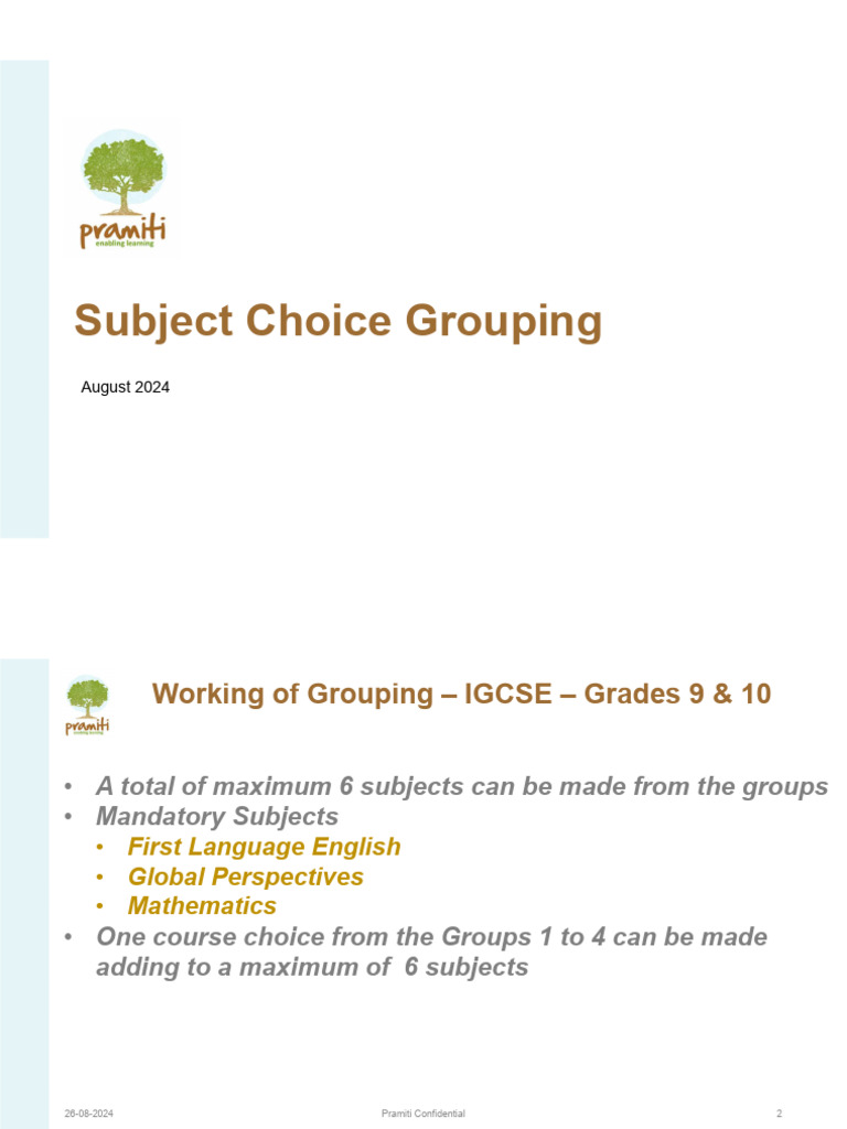 Subject Choice Groups Pramiti | PDF