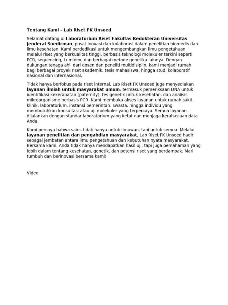 Lab Riset FK Unsoed: Inovasi Biomedis | PDF