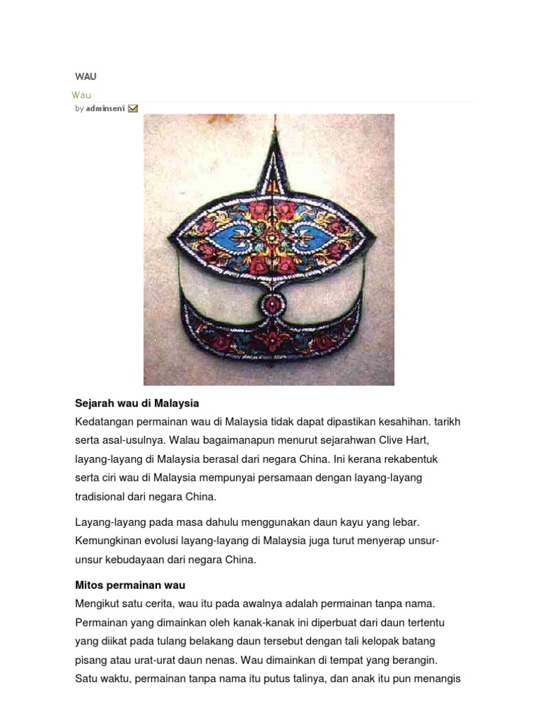 Sejarah dan Ciri Wau Bulan Malaysia | PDF