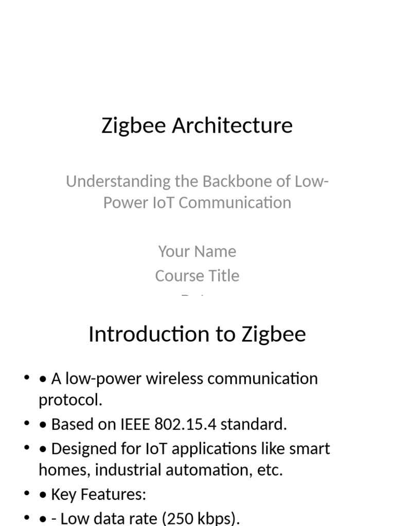 Zigbee Architecture Presentation Complete | PDF