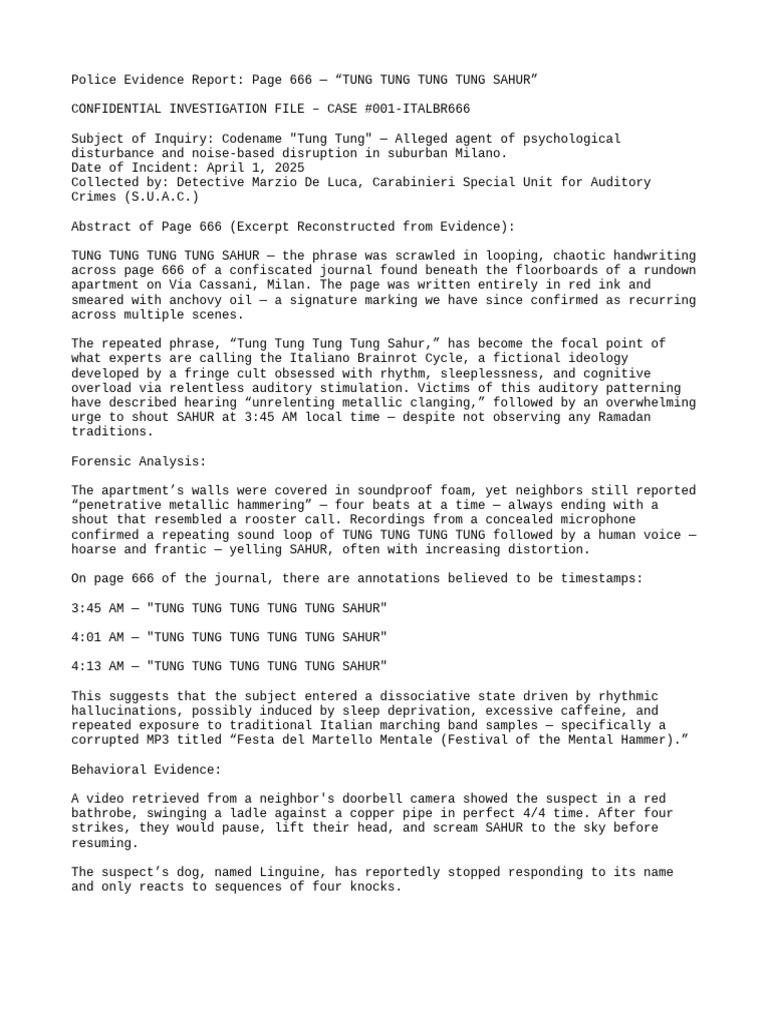 Tung Tung Sahur Police Case Evidence 9999 | PDF | Neuroscience