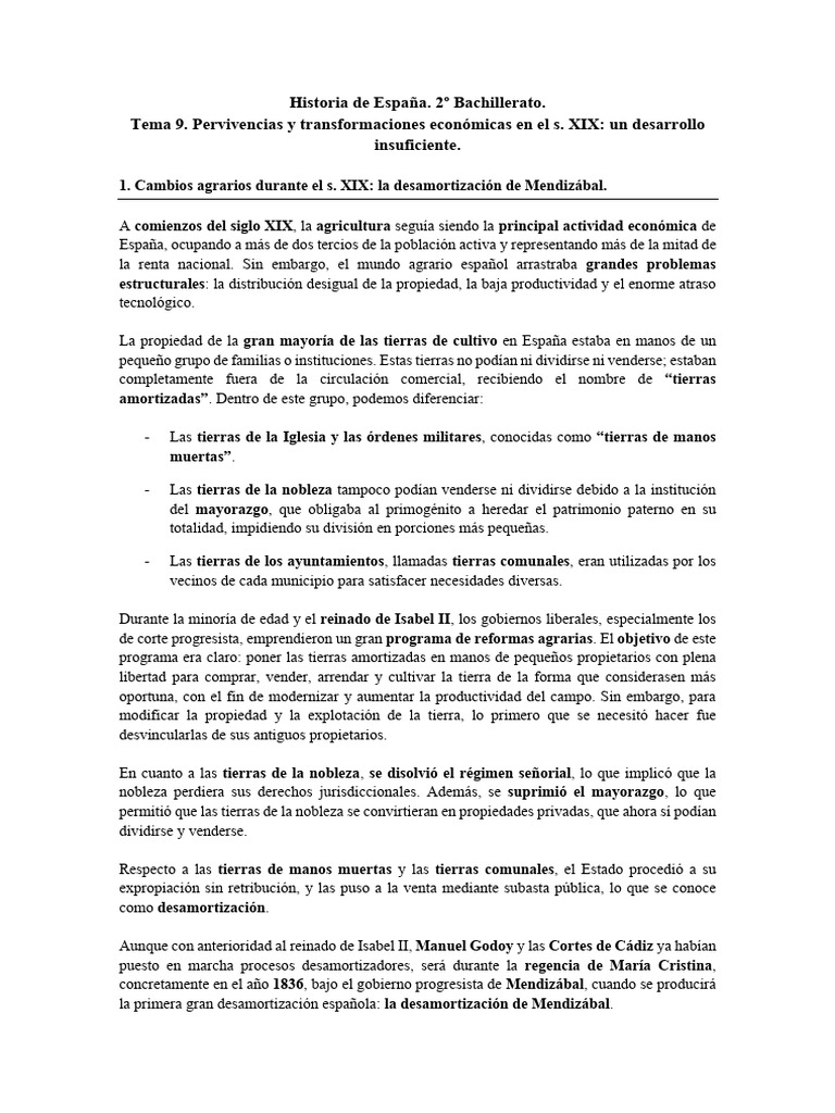 Tema 9. Pervivencias y Transformaciones Económicas en El S. XIX - Un Desarrollo Insuficiente ...