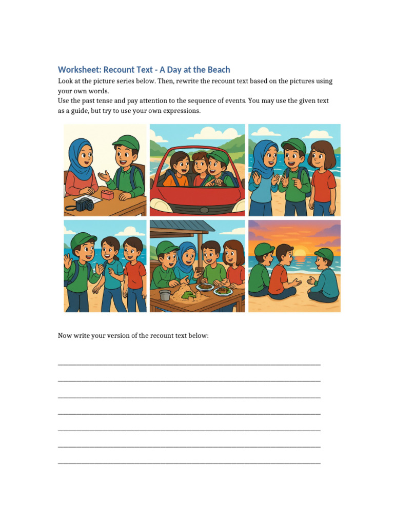 Recount Text: A Day at the Beach | PDF