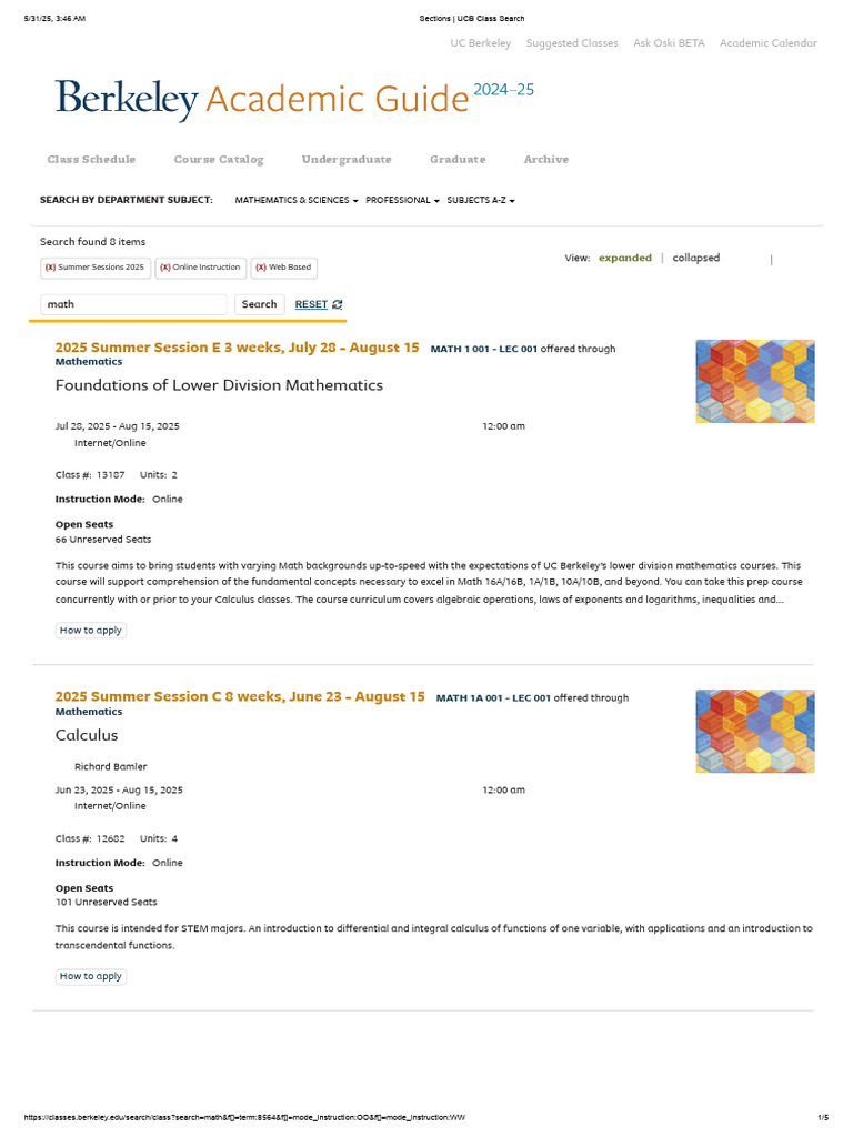 Sections _ UCB Class Search | PDF | Mathematics | Vector Space