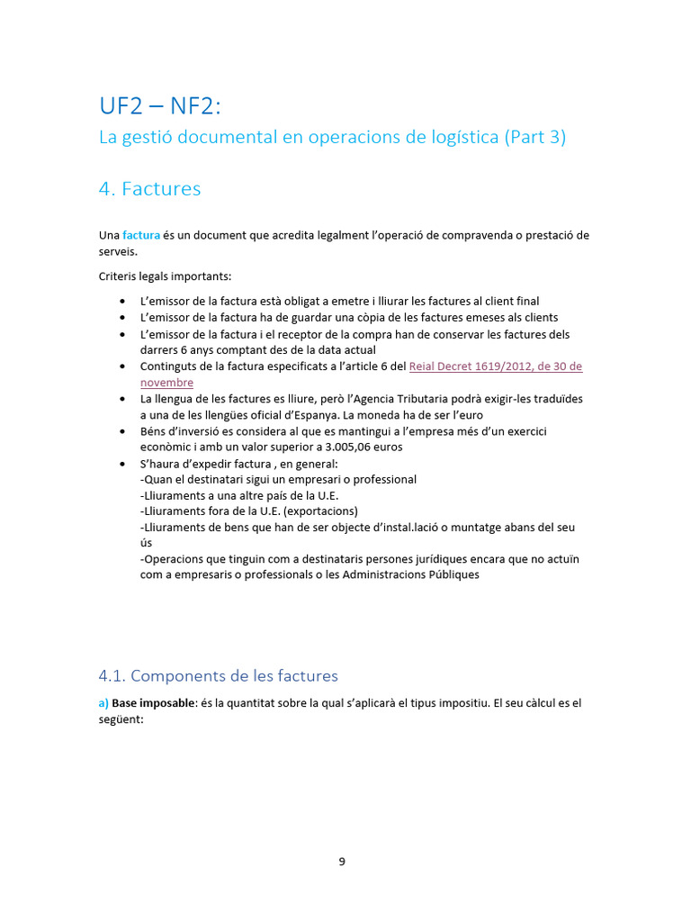 UF2 NF2 Factures | PDF