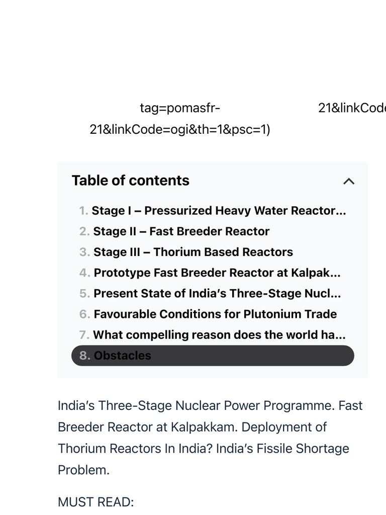 India's Three-Stage Nuclear Power Programme - PMF IAS | PDF | Nuclear ...