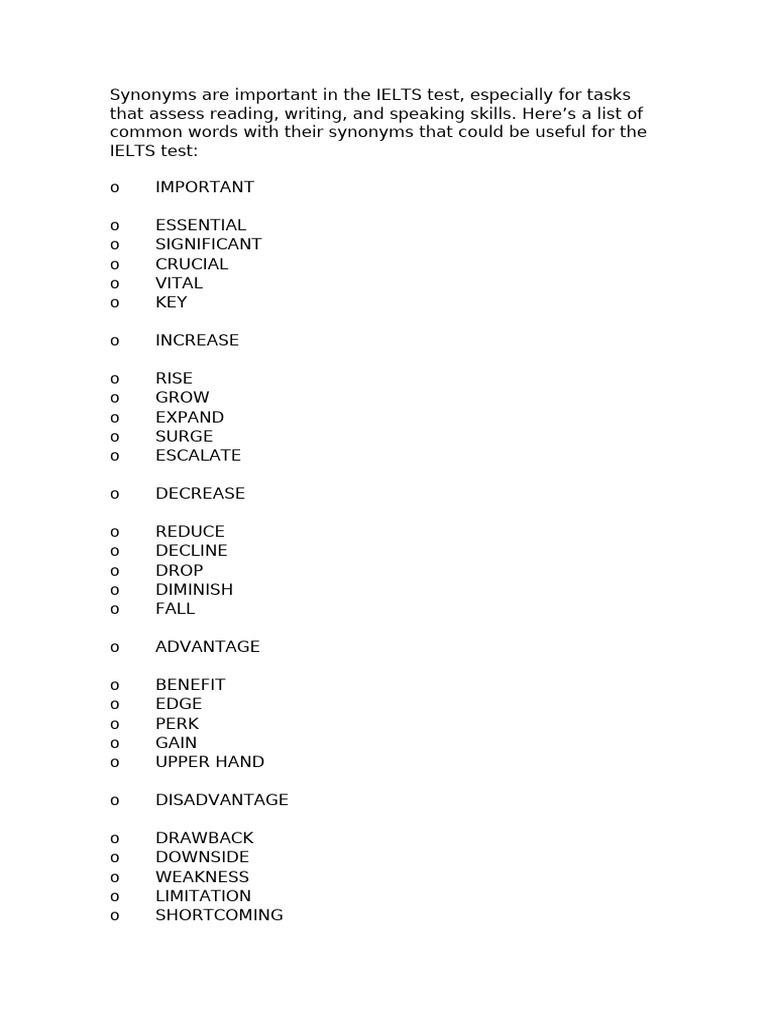 Synonyms Ielts | PDF