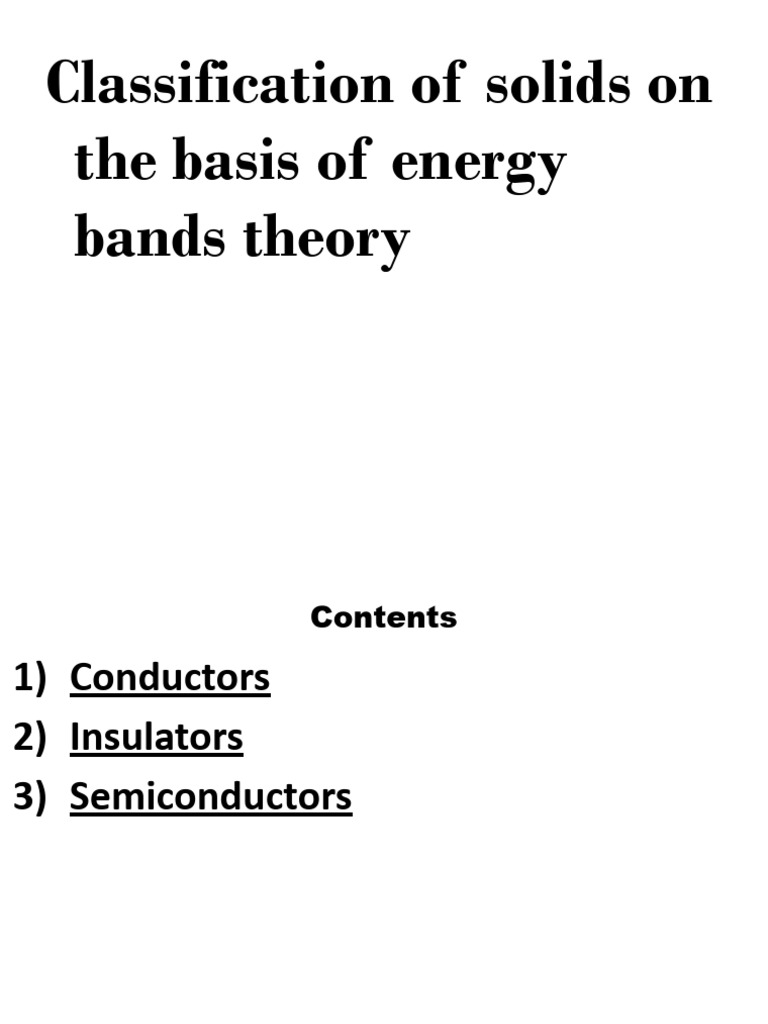 Classification of Solids by Band Theory | PDF | Electrical Resistivity ...