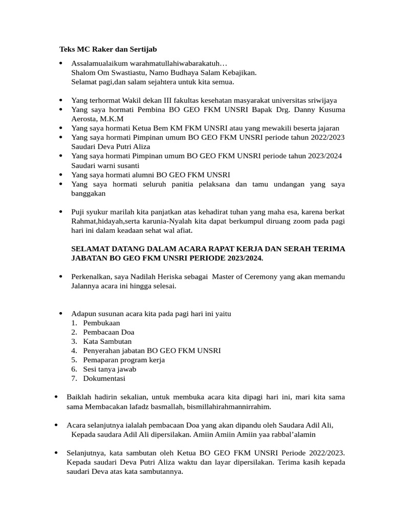 Teks MC Raker Geo 2024 | PDF