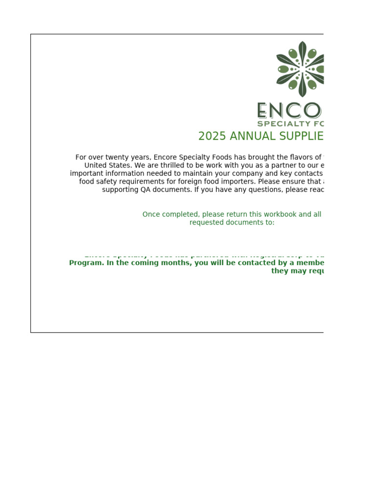 2025 Foreign Supplier Verification Form | PDF | Foods | Food Industry