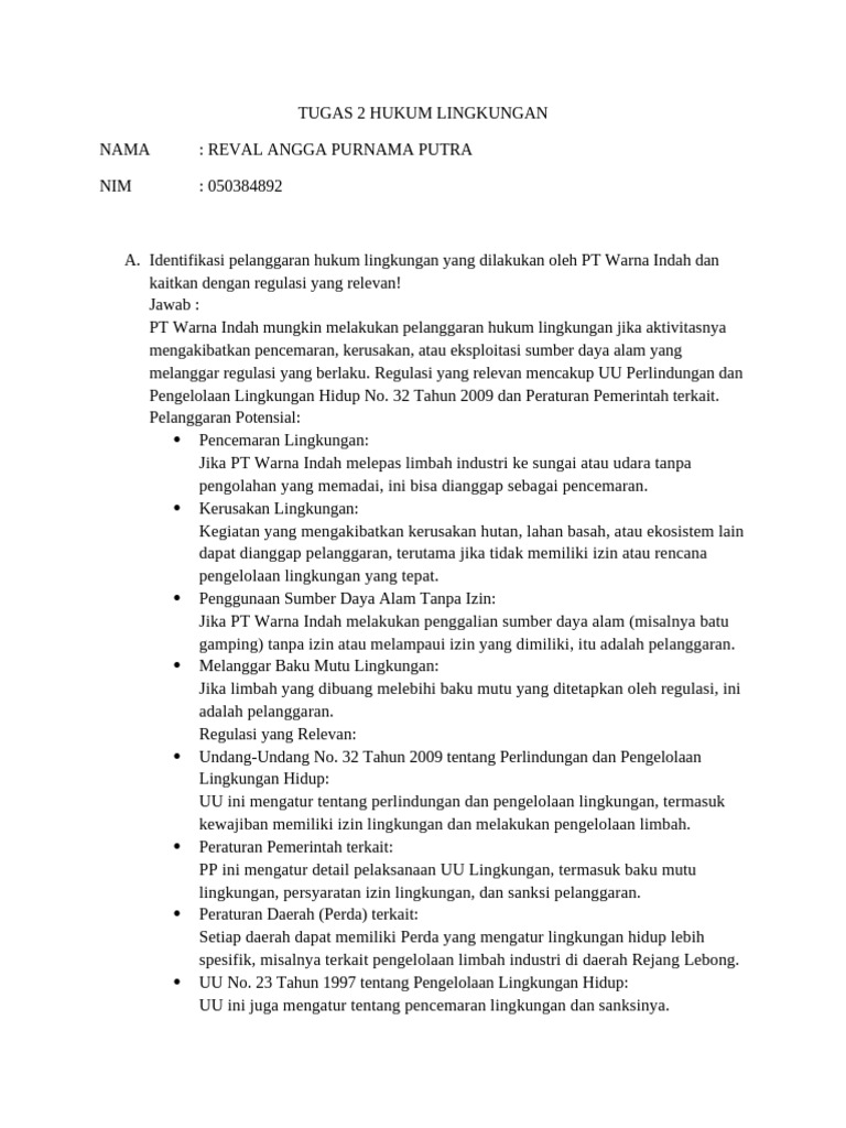 Tugas 2 Hukum Lingkungan | PDF