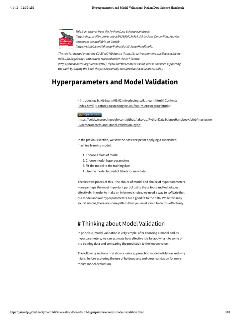 Hyperparameters and Model Validation - Python Data Science Handbook | PDF | Cross Validation ...